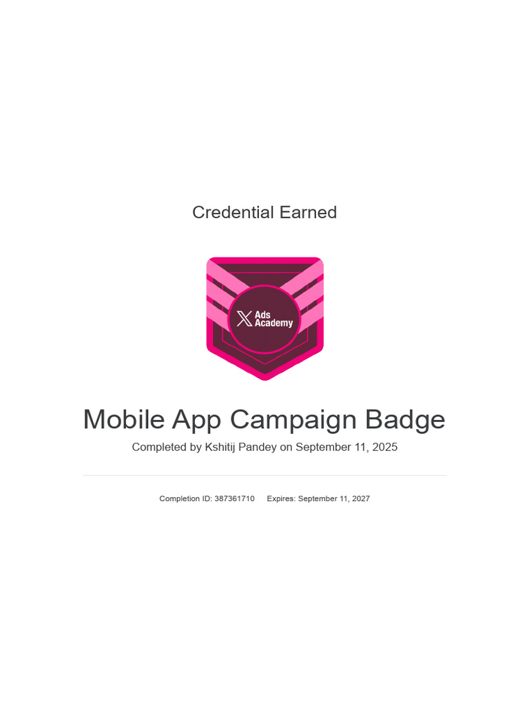 Mobile App Campaign Badge - X Ads Academy | PDF