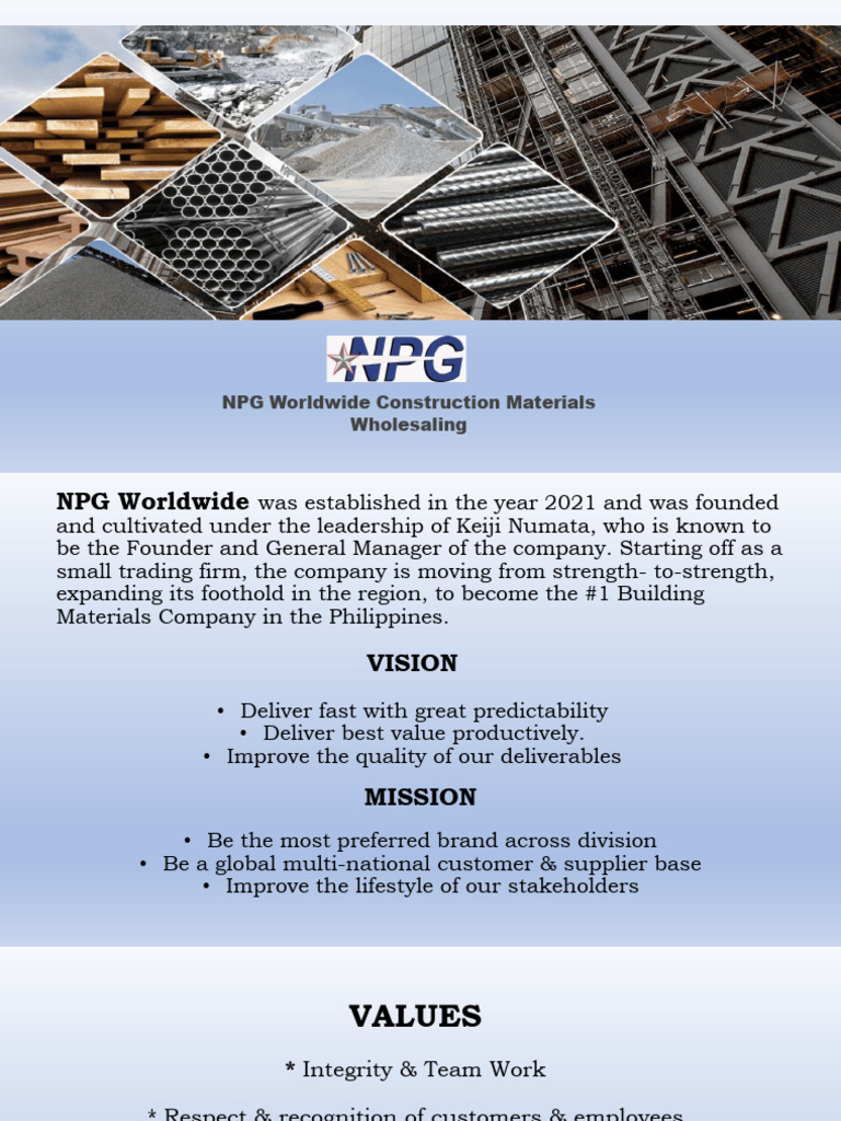NPG Worldwide Construction Materials | PDF | Pipe (Fluid Conveyance ...