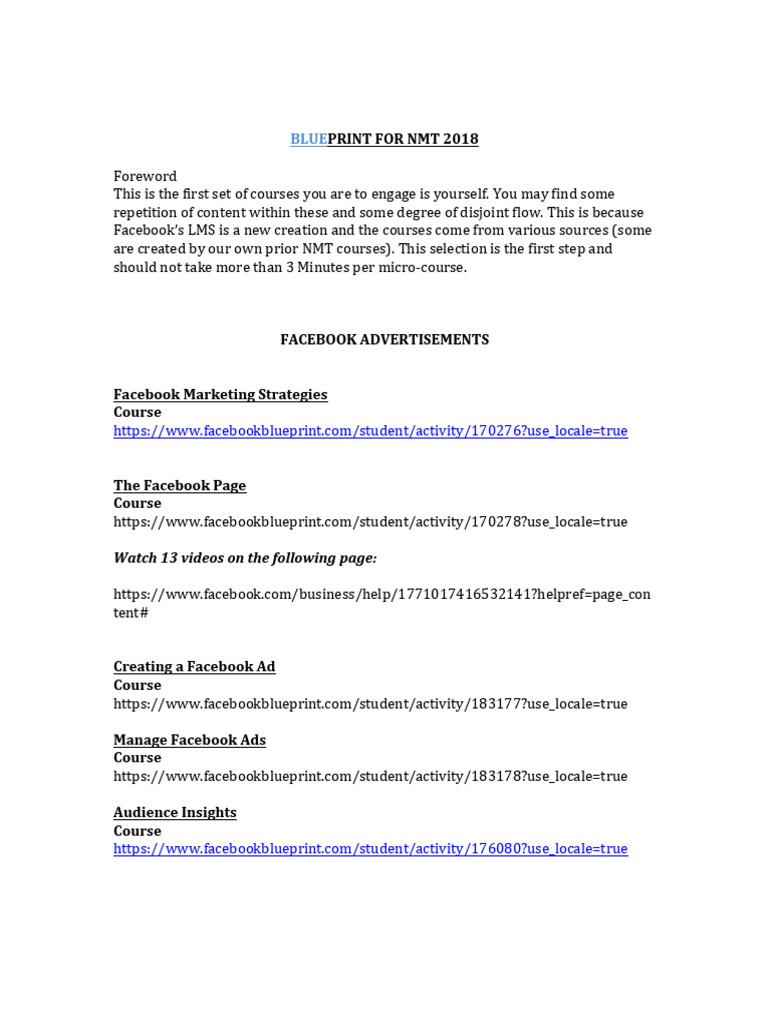Facebook LMS Courses Assignment 1 | PDF