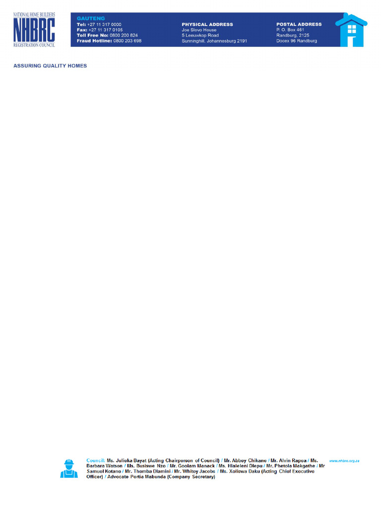 NHBRC Training for Emerging Builders | PDF | Entrepreneurship ...