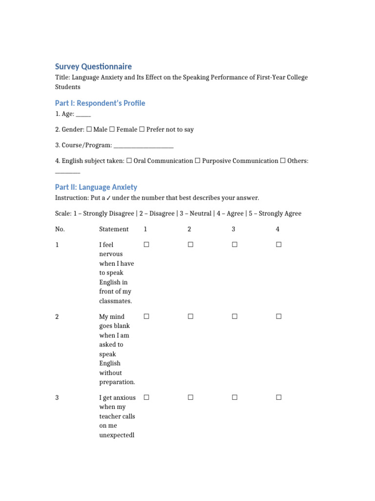 Language Anxiety in College Students | PDF | English Language | Anxiety