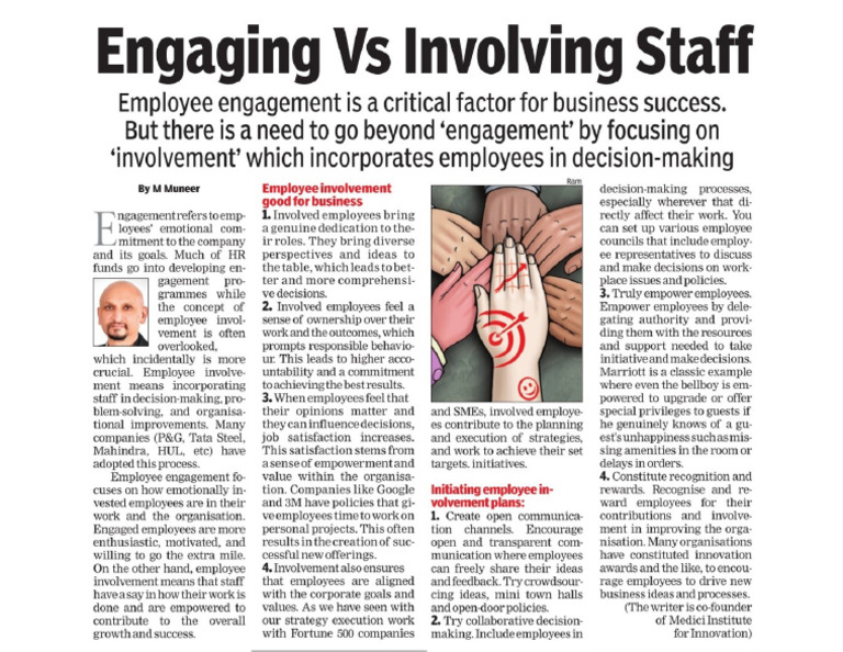Engaging Vs Involving Staff | PDF