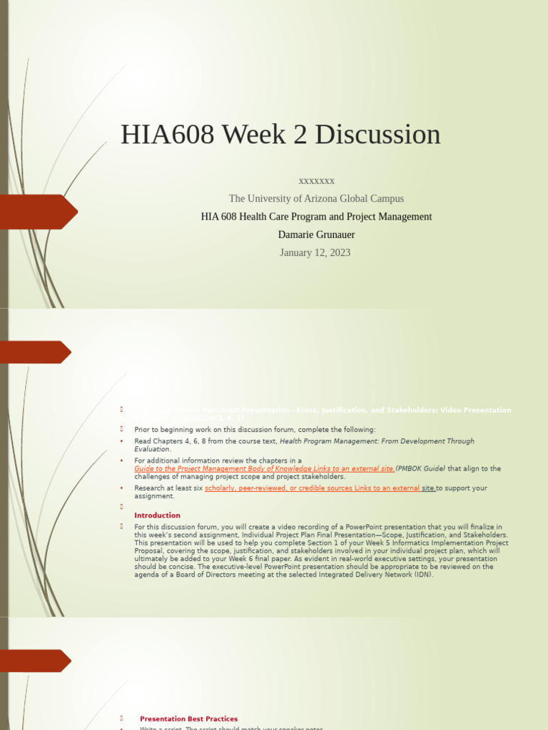 HIA608 Week 2 Discussion. | PDF | Project Management | Business