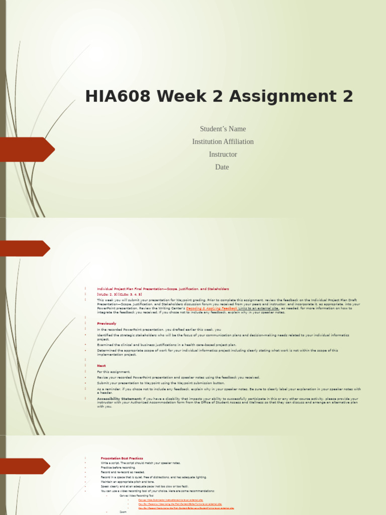 HIA608 Week 2 Assignment 2 | PDF | Health Informatics | Business