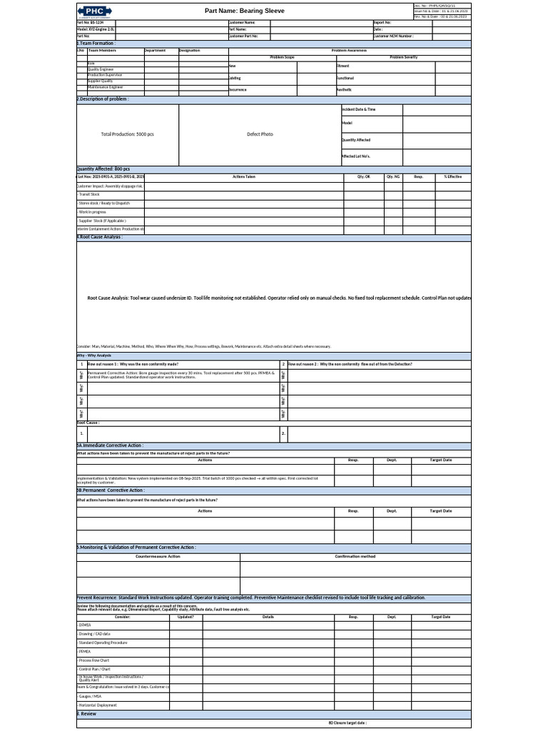 8D Report English Filled Complete | PDF