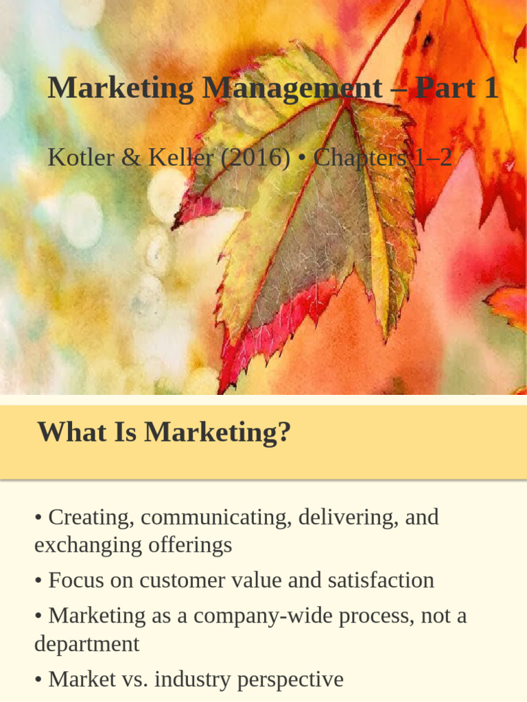 Marketing Management Overview: Key Concepts | PDF | Marketing ...