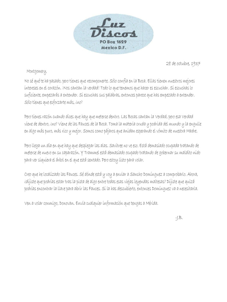 Prop - Letter From Brooks To Donovan | PDF