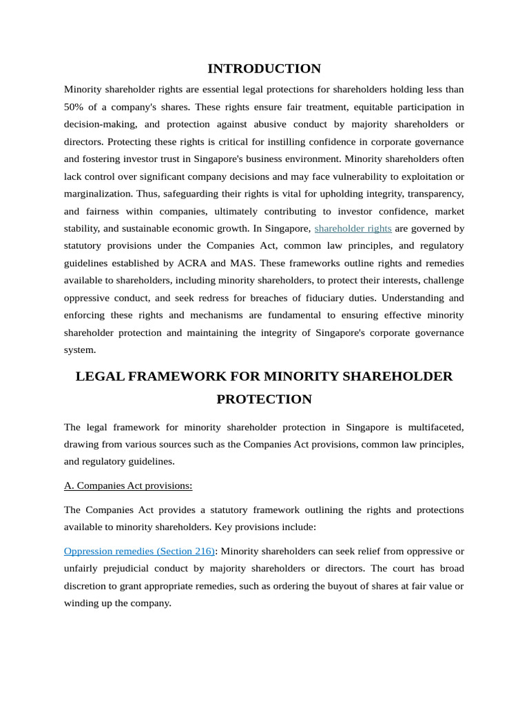 Protecting Minority Shareholder Rights | PDF | Legal Remedy | Governance