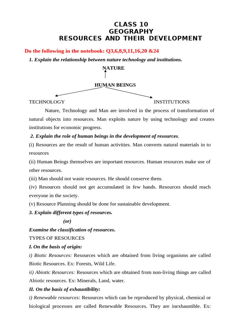 Class 10-Geography-Chapter 1-Resources and Their Develpoment (Teams ...