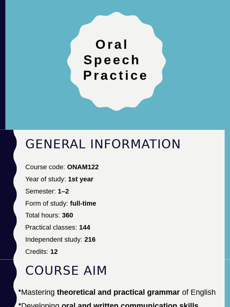 Oral Speech Practice Course Overview | PDF