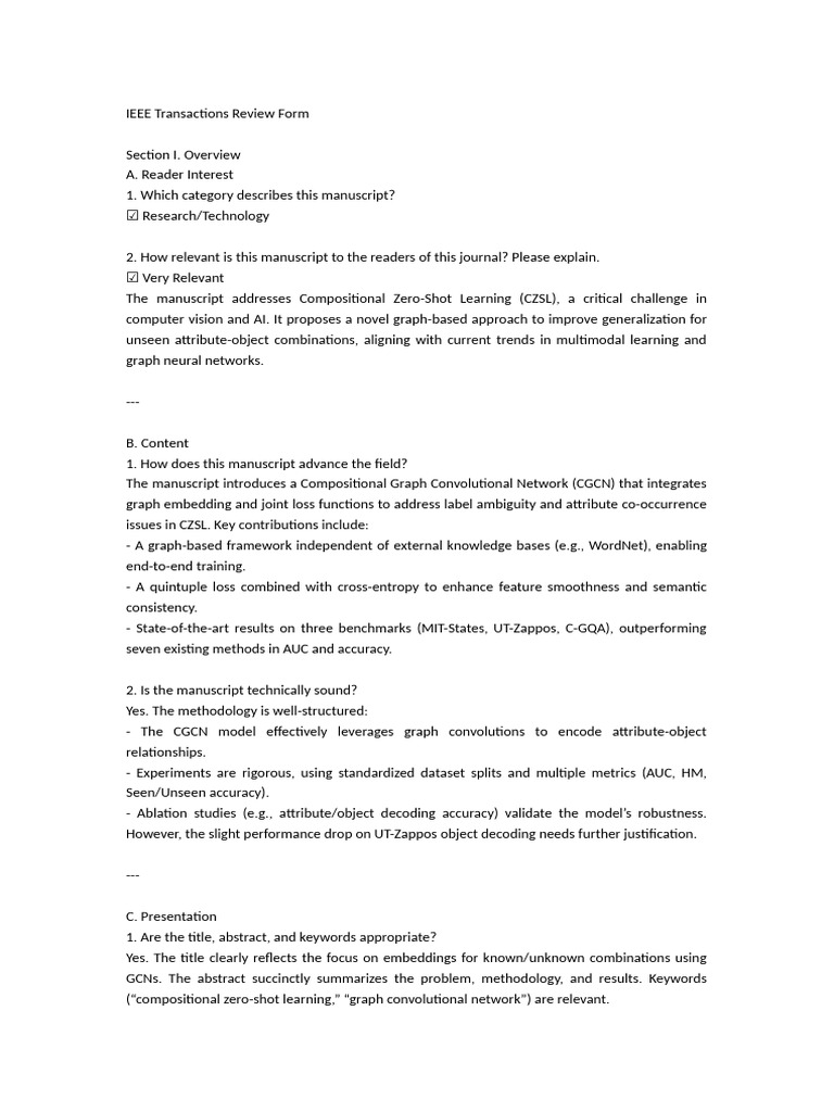 IEEE Transactions Review Form | PDF | Methodology | Information Science