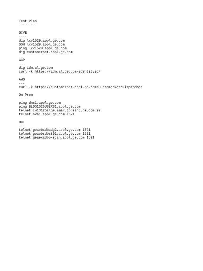 Network Connectivity Test Plan | PDF