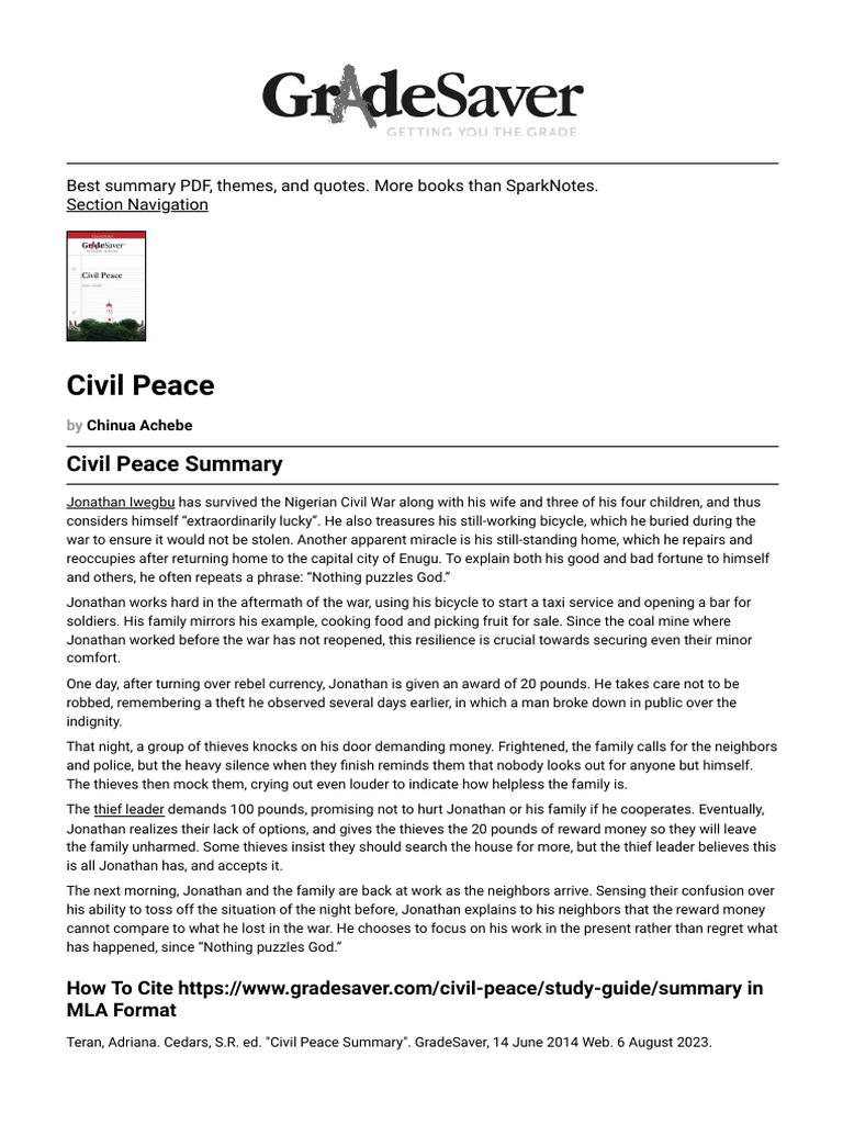 Civil Peace Summary | PDF | Theft