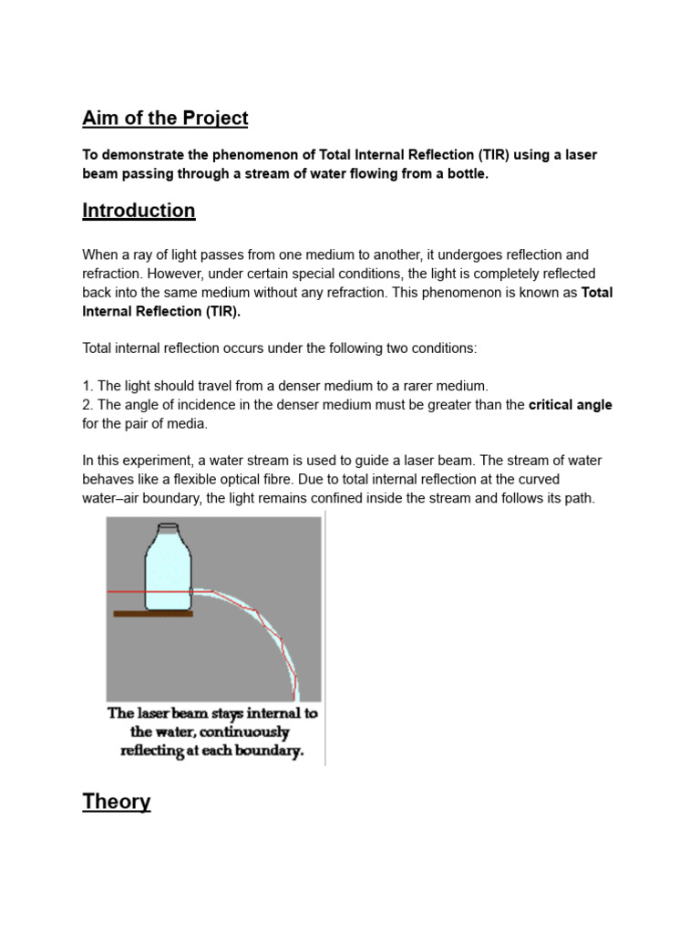 Demonstrating Total Internal Reflection | PDF | Light | Reflection ...