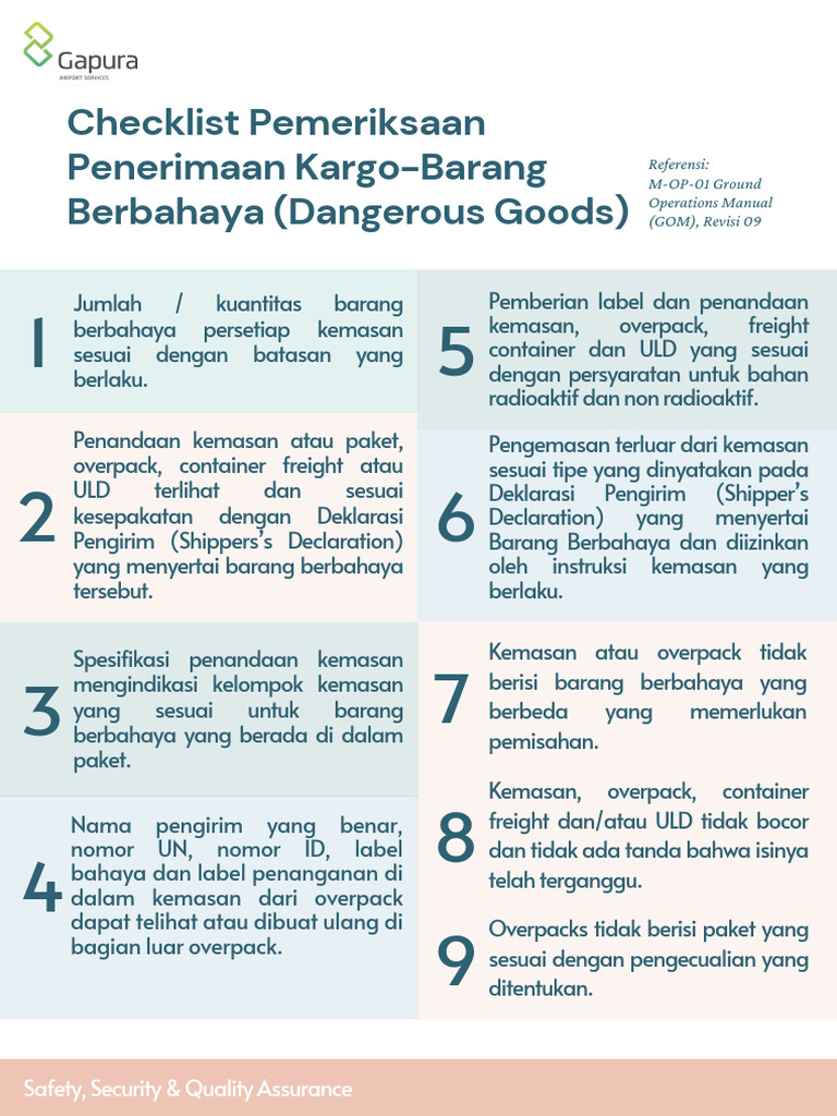 Checklist Pemeriksaan Penerimaan Kargo-Barang Berbahaya (Dangerous ...