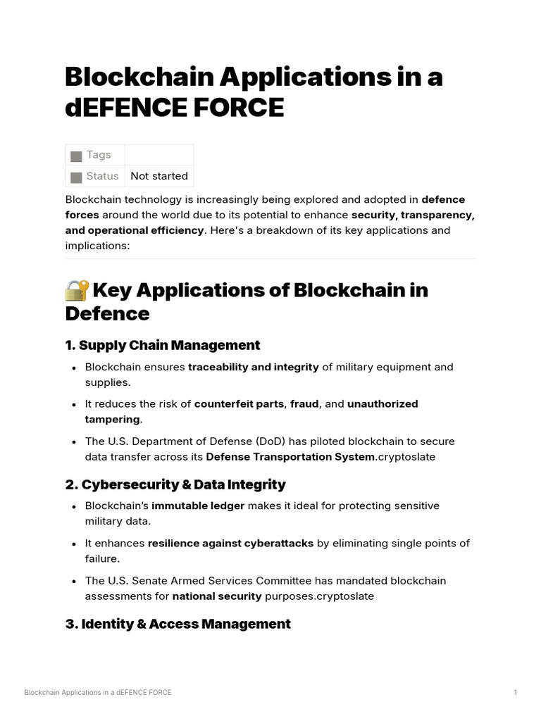 Blockchain Applications in A DEFENCE FORCE | PDF | Computer Security ...