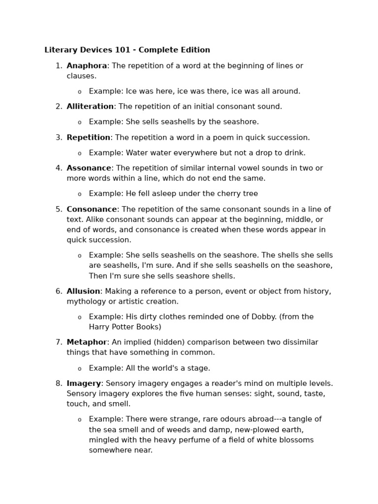 Essential Literary Devices Explained | PDF | Poetry | Metaphor