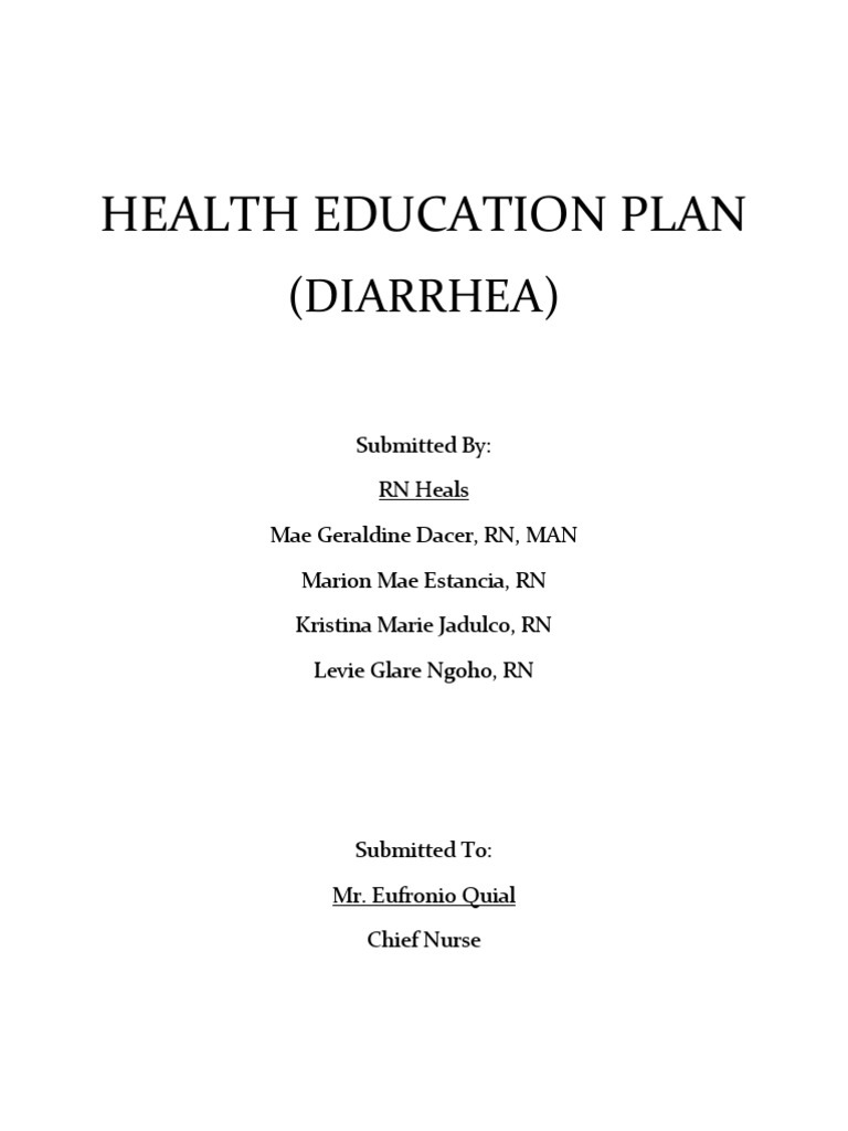 Health Education Plan-Diarrhea | PDF | Diarrhea | Human Feces