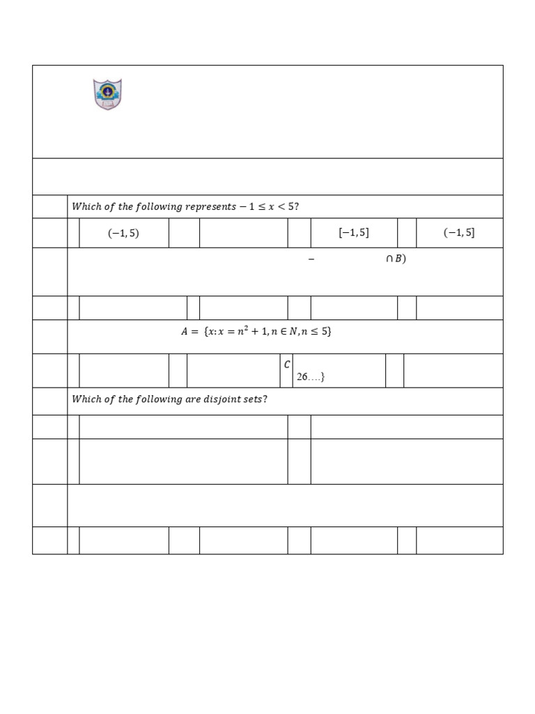 Class XI Mathematics Worksheet 2024-2025 | PDF