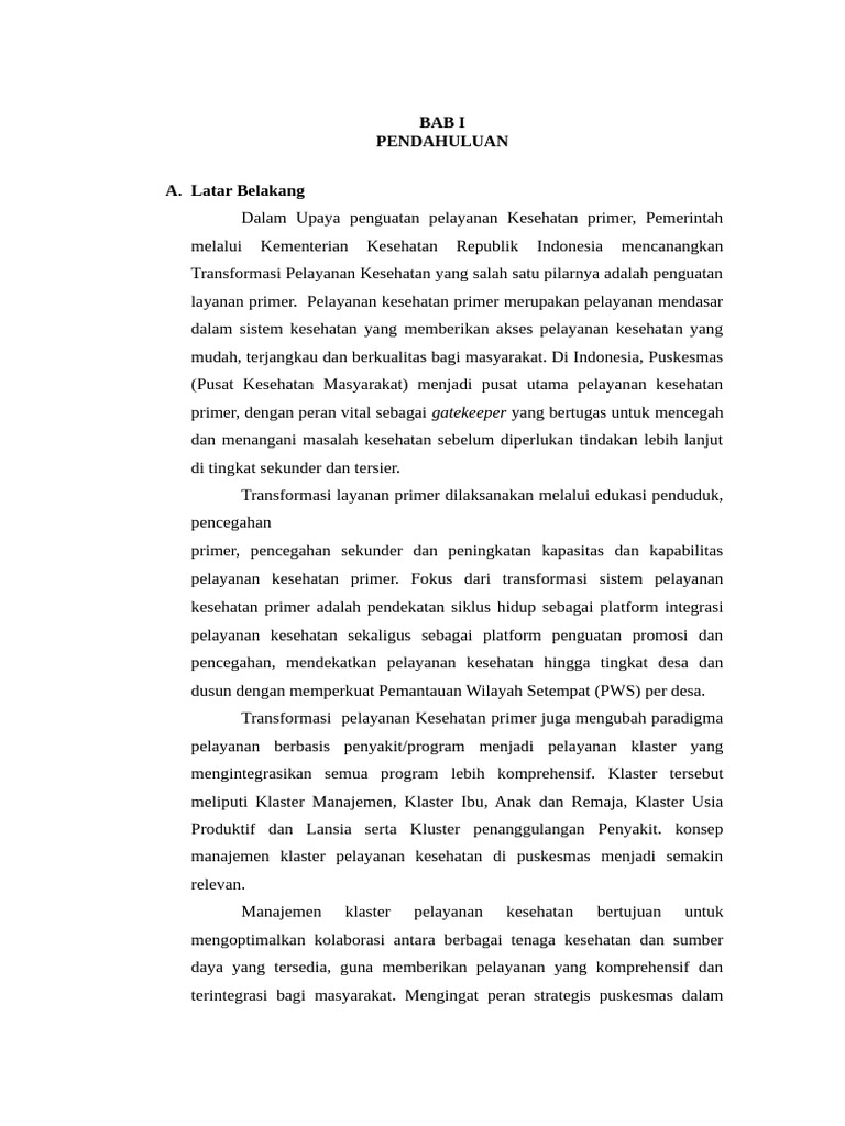 Manajemen Klaster Pelayanan Kesehatan | PDF
