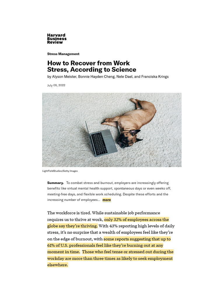 Effective Stress Recovery Strategies | PDF | Stress (Biology ...