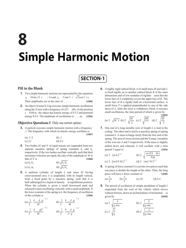 Simple Harmonic Motion Concepts | PDF | Oscillation | Force