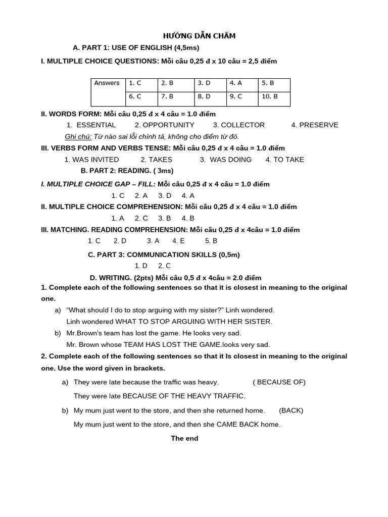 English Exam Grading Guidelines | PDF