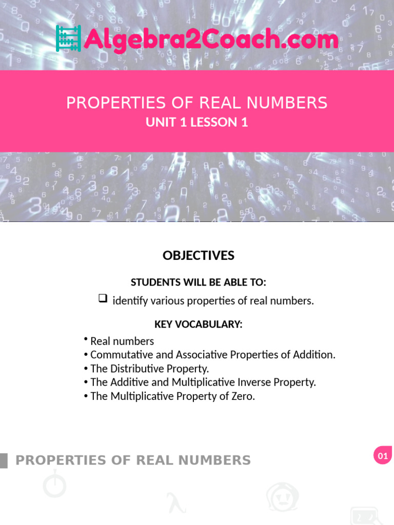 Properties of Real Numbers Explained | PDF | Numbers | Multiplication
