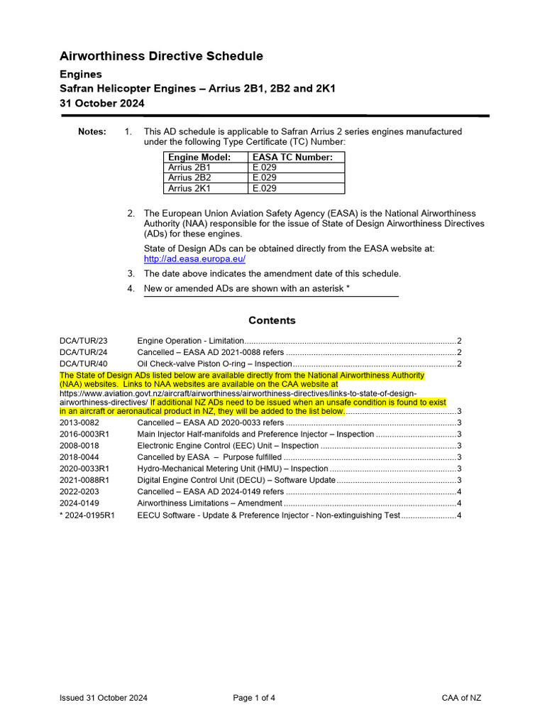 Arrius 2 Engine Airworthiness Directives | PDF | Aviation | Aircraft