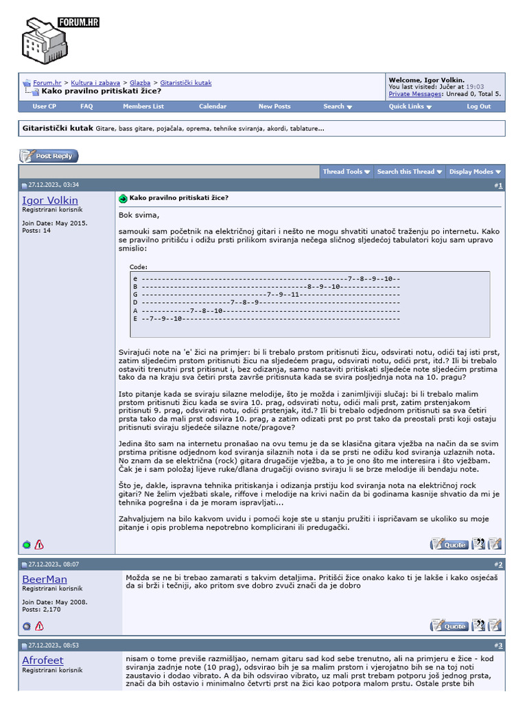 Kako Pravilno Pritiskati Zice (Forum - HR) | PDF