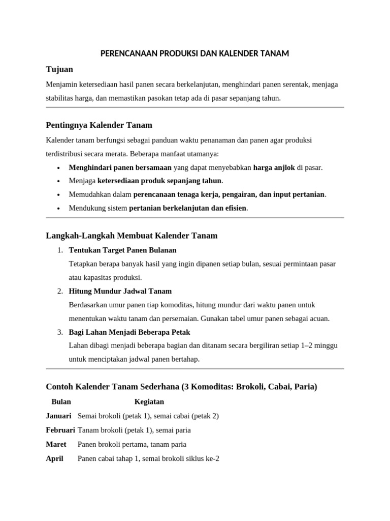 02 Perencanaan Produksi Dan Kalender Tanam | PDF