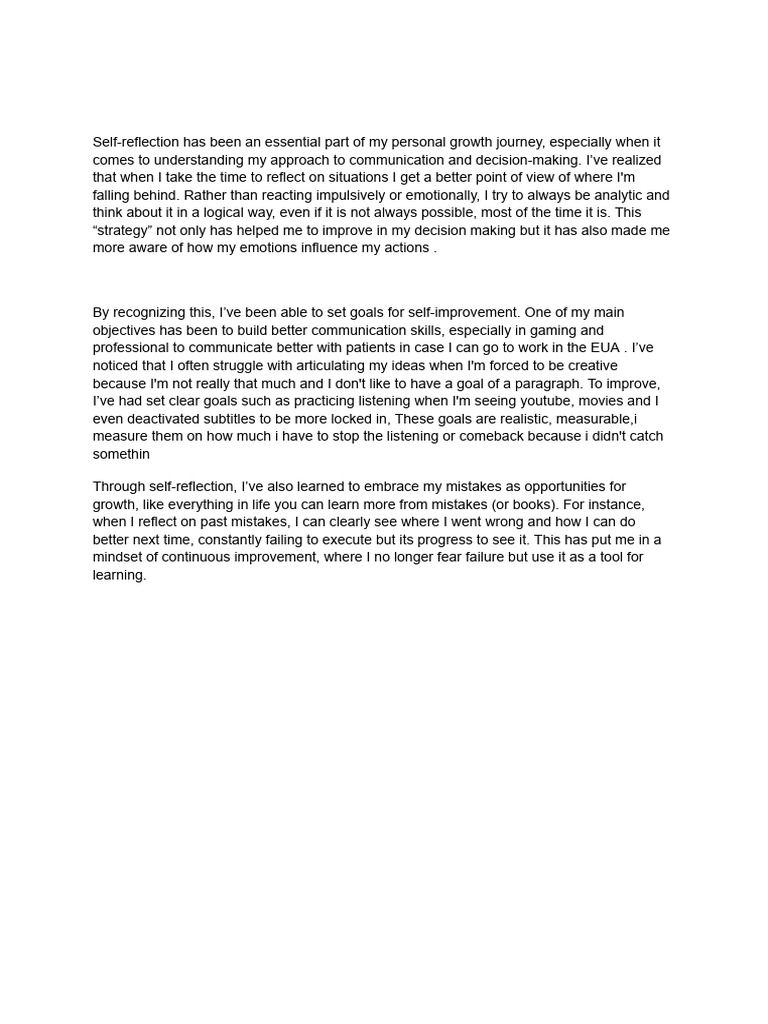 Self-Reflection for Personal Growth | PDF