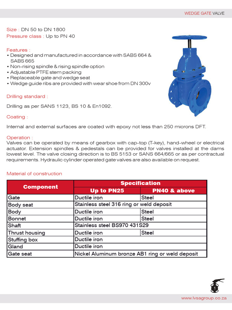 Wedge Gate Valve Specifications Guide | PDF | Valve | Mechanical ...