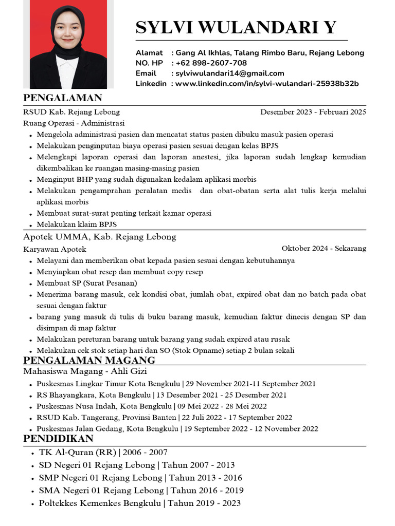 Putih Polos Profesional Klasik CV Resume Digital Marketing Template | PDF