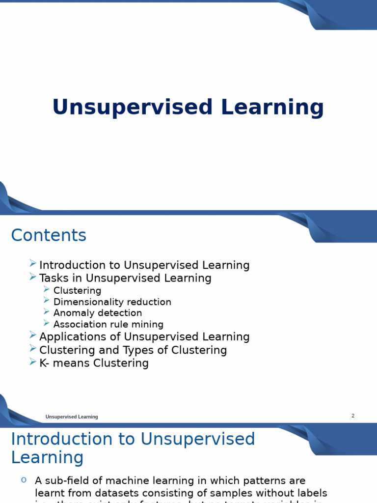 Unsupervised Learning | PDF | Cluster Analysis | Data Mining