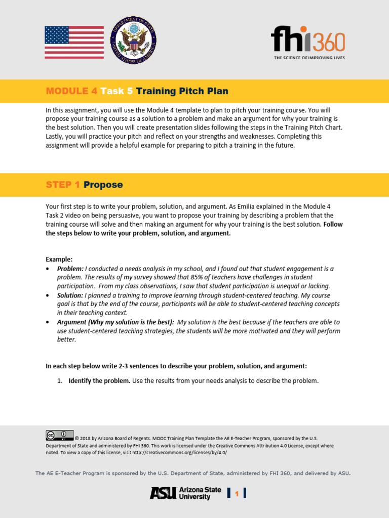 Module 4 - MOOC Training Pitch Plan Template-2 | PDF | Argument | Human Communication