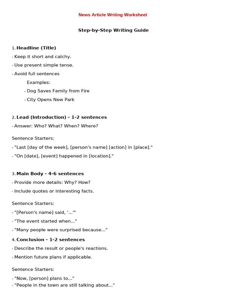 News Article Writing Guide | PDF