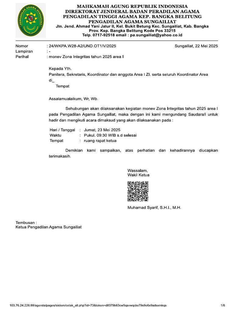 Dokumen Monev ZI 23 Mei 2025 | PDF