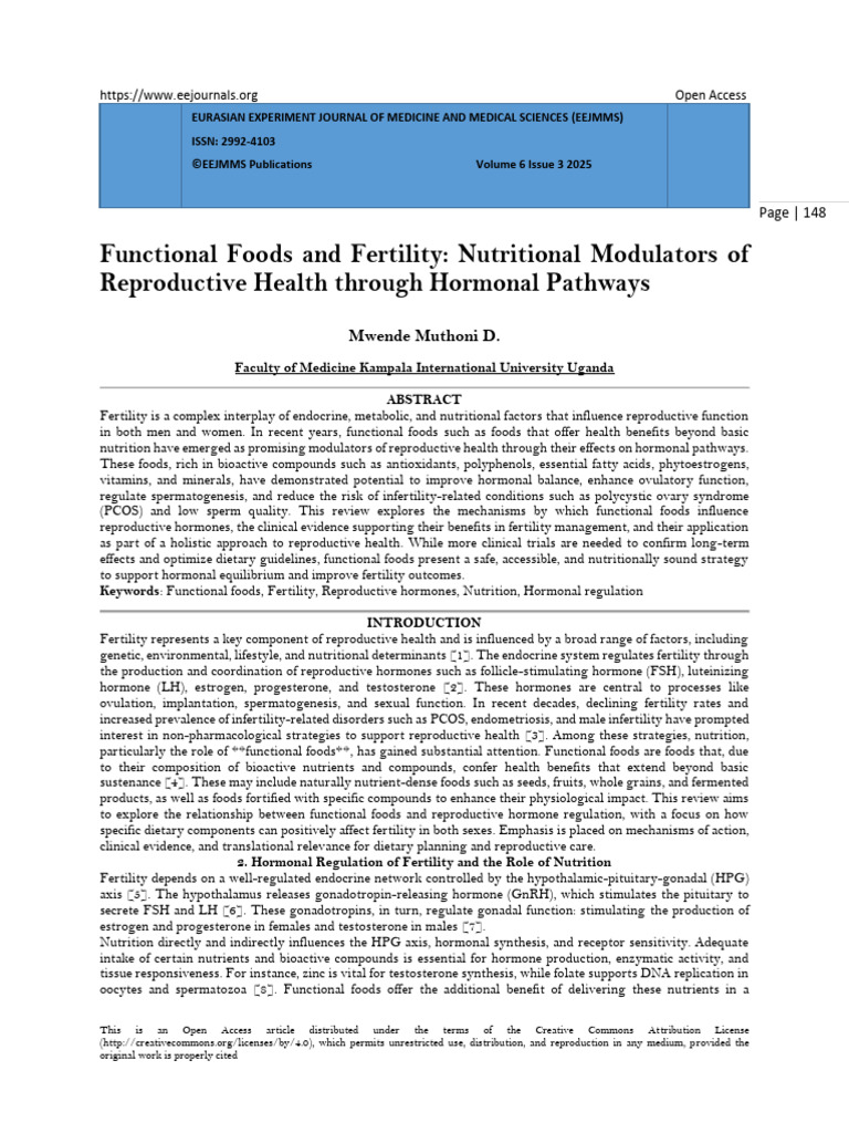 Functional Foods Boosting Fertility | PDF | Luteinizing Hormone ...