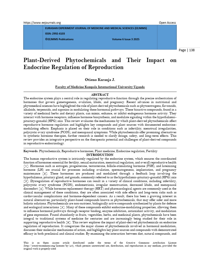 Plant-Derived Phytochemicals and Their Impact On Endocrine Regulation ...