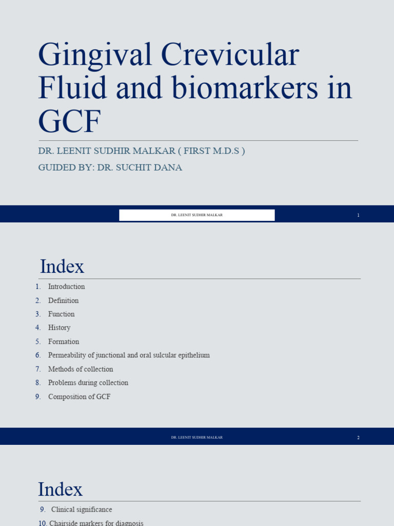 Gingival Crevicular Fluid and Biomarkers in GCF | PDF