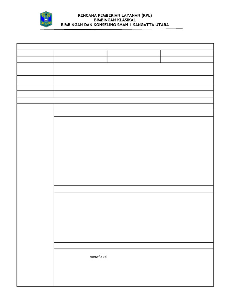 Rencana Pemberian Layanan (RPL) BK | PDF