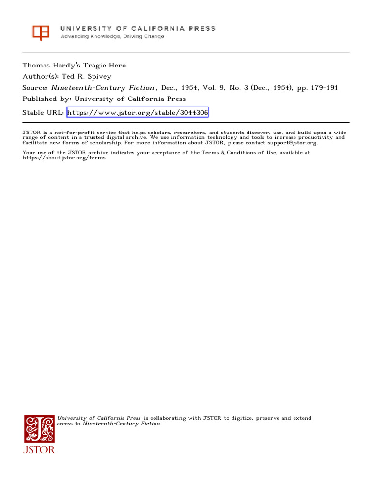 Analyzing Thomas Hardy's Tragic Hero | PDF | Tragedy | Hero
