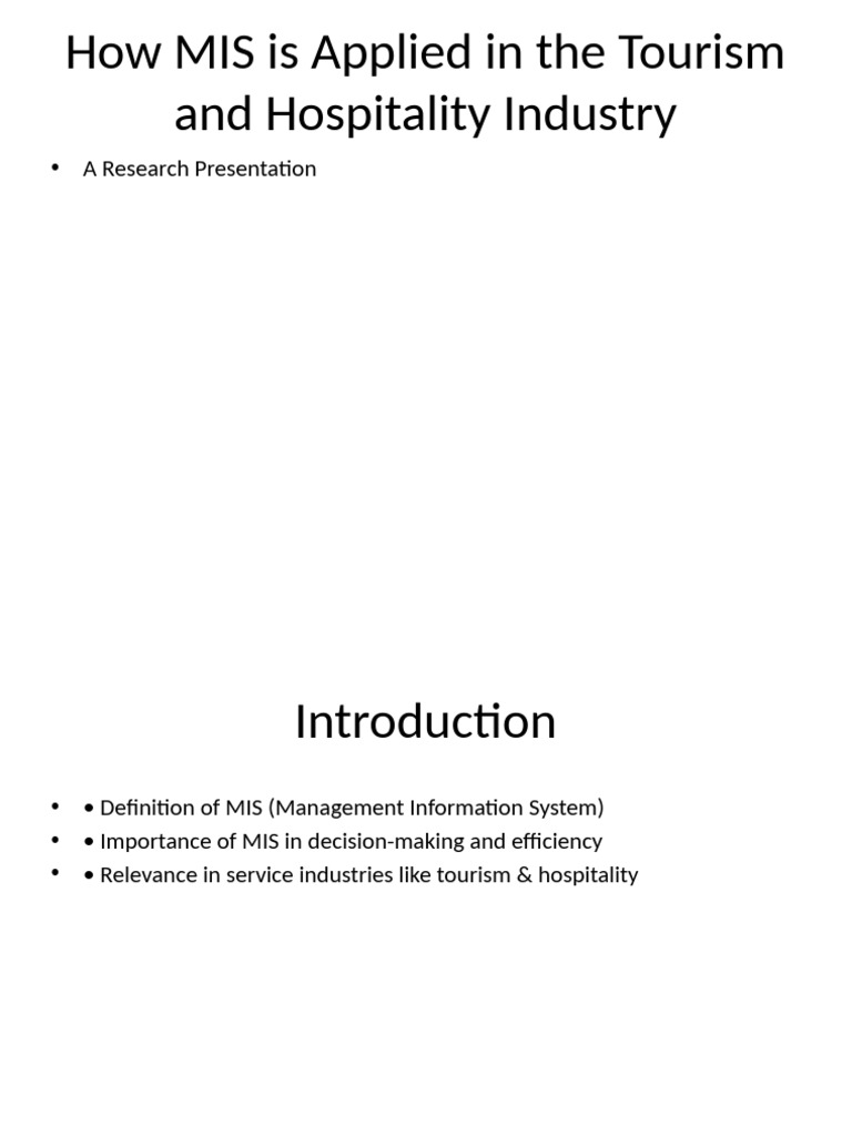 MIS Tourism Hospitality | PDF