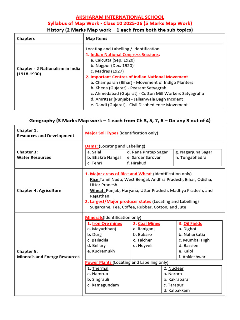 Class 10 SST Map Work Syllabus 2025-26 | PDF | Gujarat