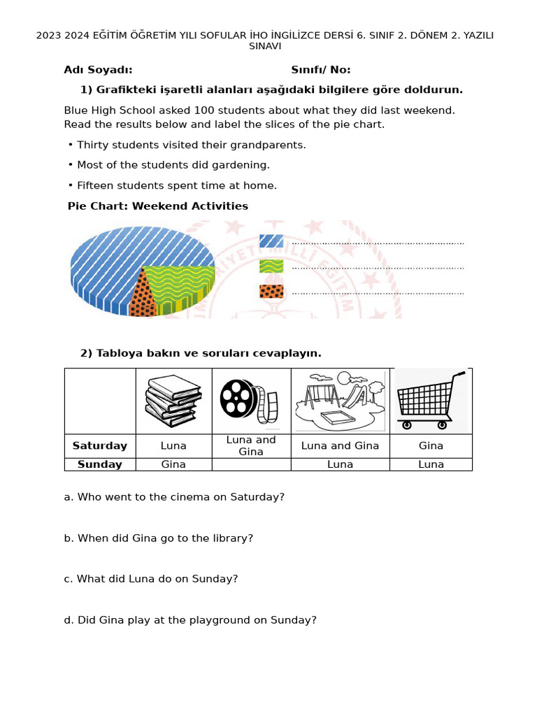 6th Grade English Exam 2023-2024 | PDF