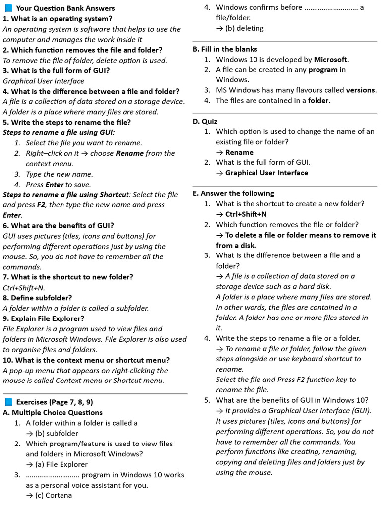 ? Your Question Bank Answers | PDF | Computer File | Graphical User Interfaces