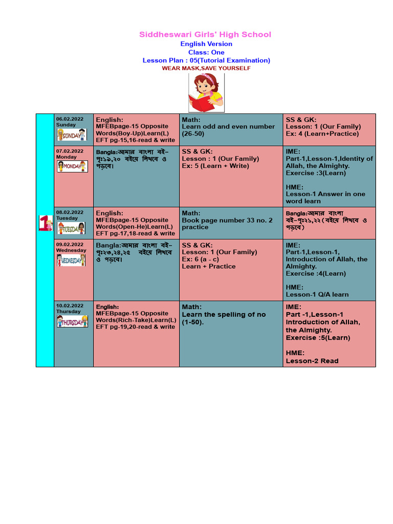 Online Lesson Plan - 05,2022.. Tutorial Examination-1 | PDF