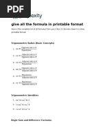Trigonometric Formulas for JEE Advanced | PDF | Trigonometry ...