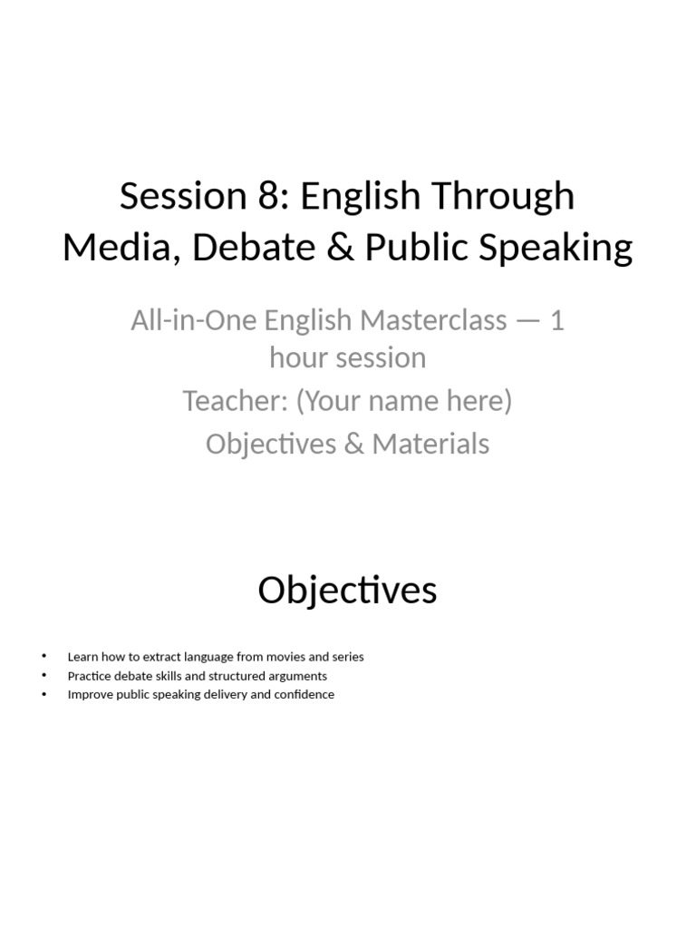 Session 08 Media Debate Public Speaking | PDF